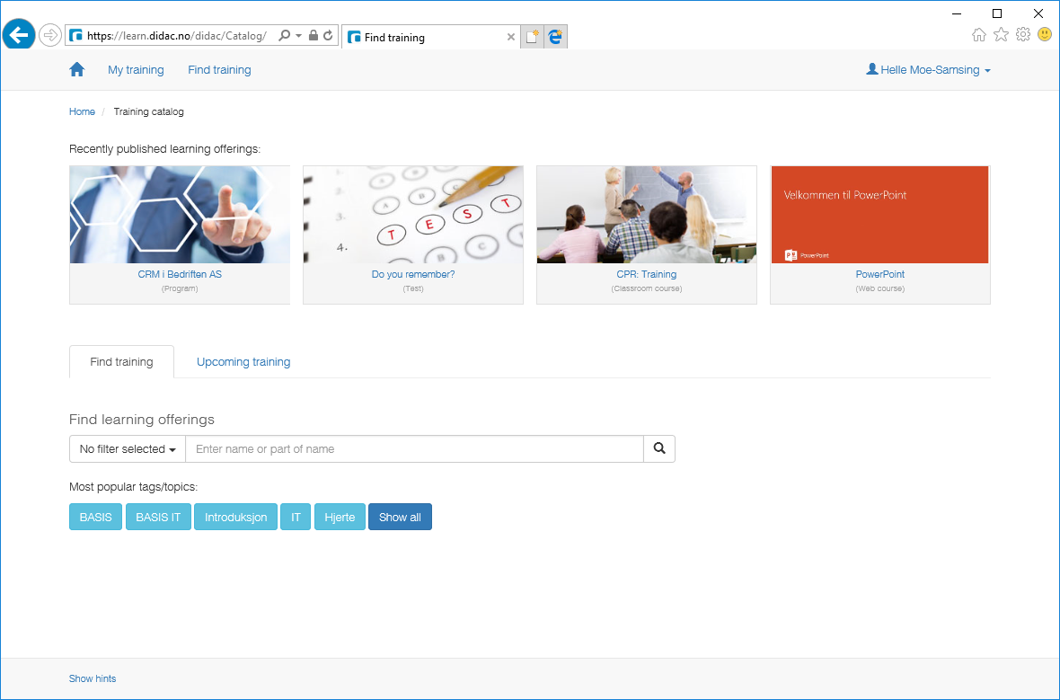 How do I find courses? – Didac Support